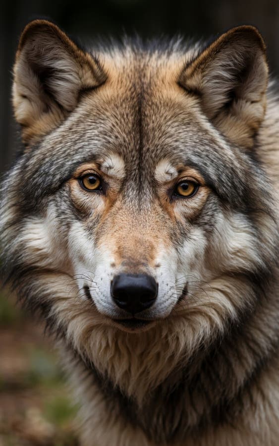 Close Up Portrait of Grey Wolf Stock Illustration - Illustration of ...