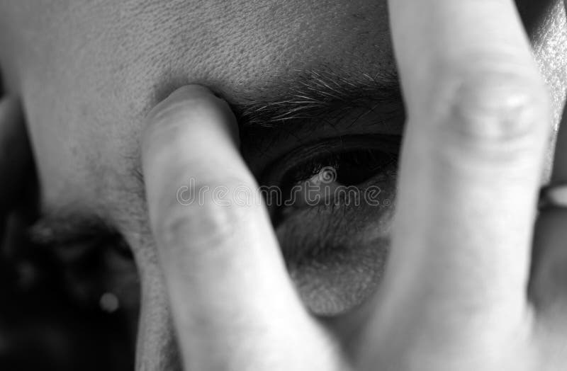 Close Up Portrait of Handsome Man. Guy Covered Face with Hands and ...