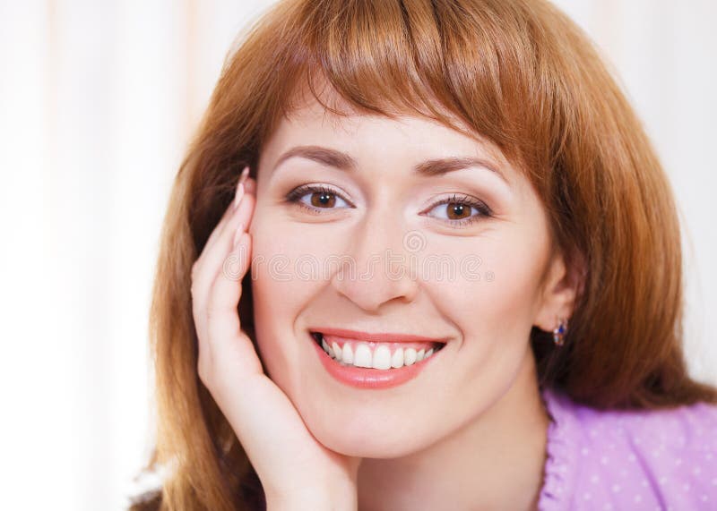 Close Up Portrait of Happy Young Woman Stock Image - Image of happy ...