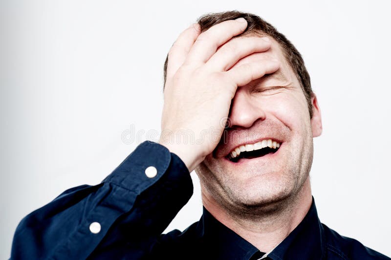 Close Up Portrait of Hard Laughing Man Stock Photo - Image of eyes ...