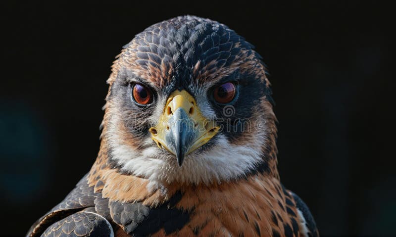A Close-up Portrait of a Hawk with Sharp Eyes, a Strong Beak, and Brown ...