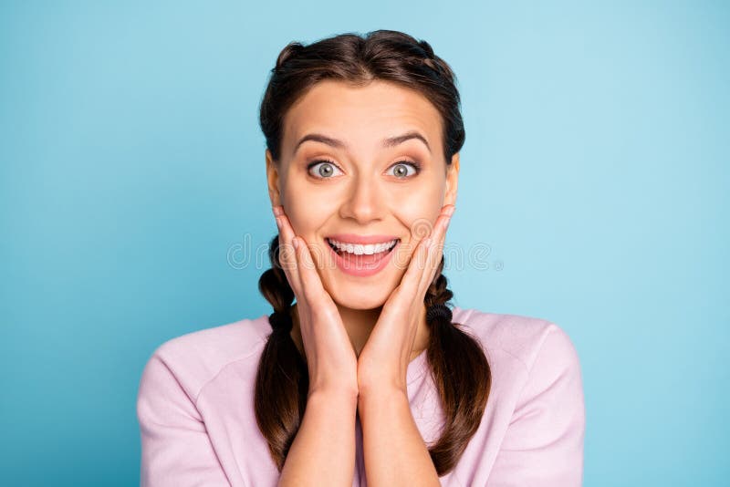 Close Up Portrait Of Her She Nice Attractive Lovable Winsome Cheerful