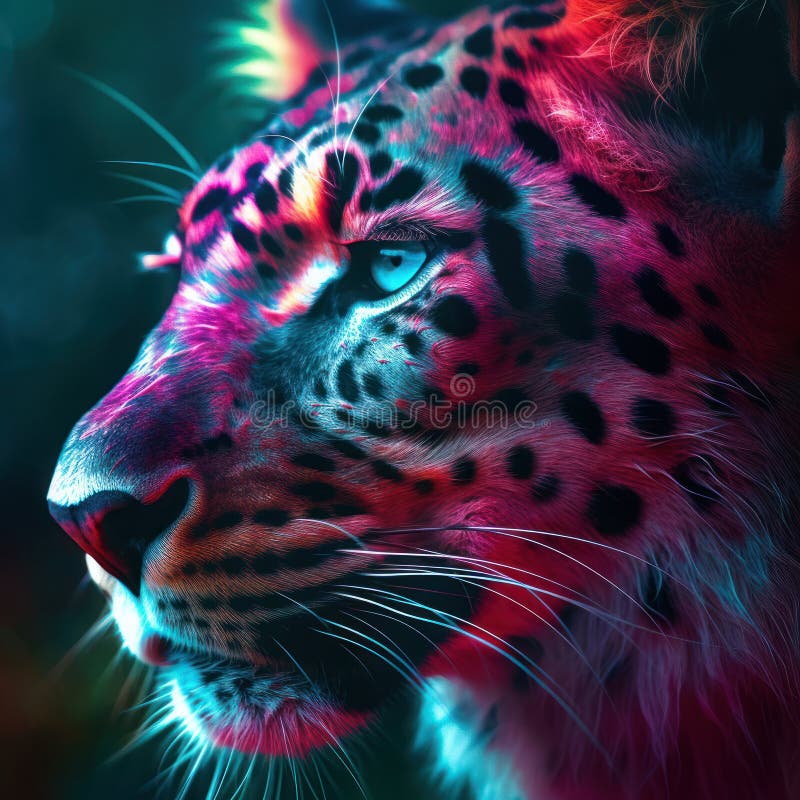 Close Up Portrait of a Leopard with Ai Generated Stock Illustration ...