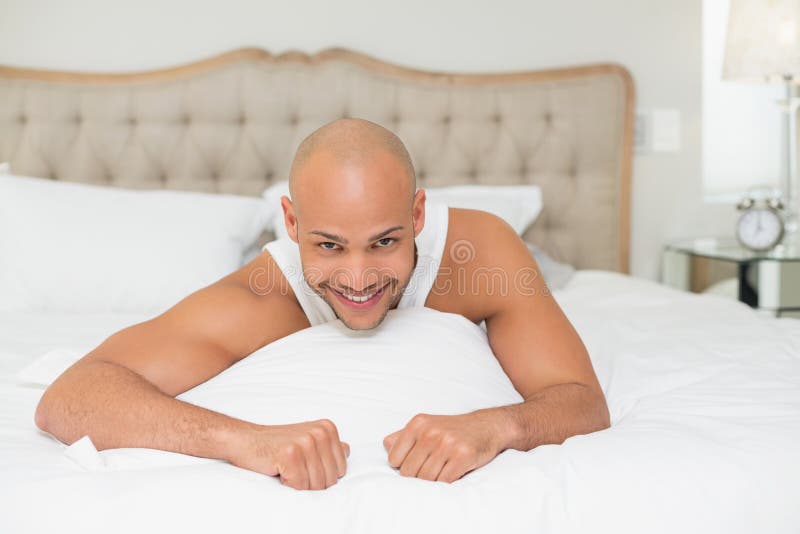 Close Up Portrait of a Man Resting in Bed Stock Photo - Image of ...