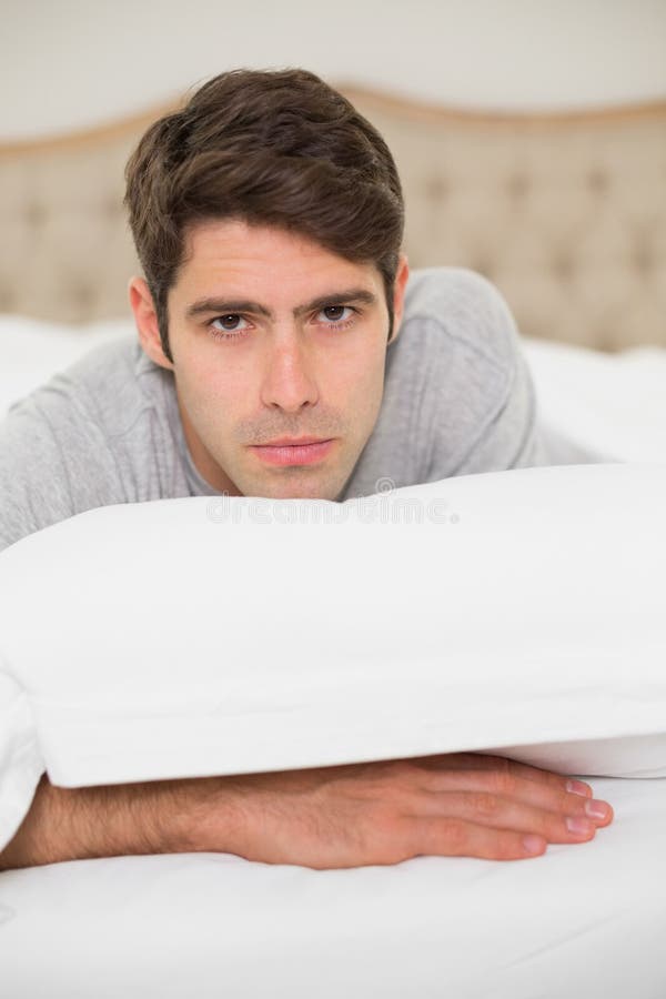 Close Up Portrait of a Man Resting in Bed Stock Image - Image of ...