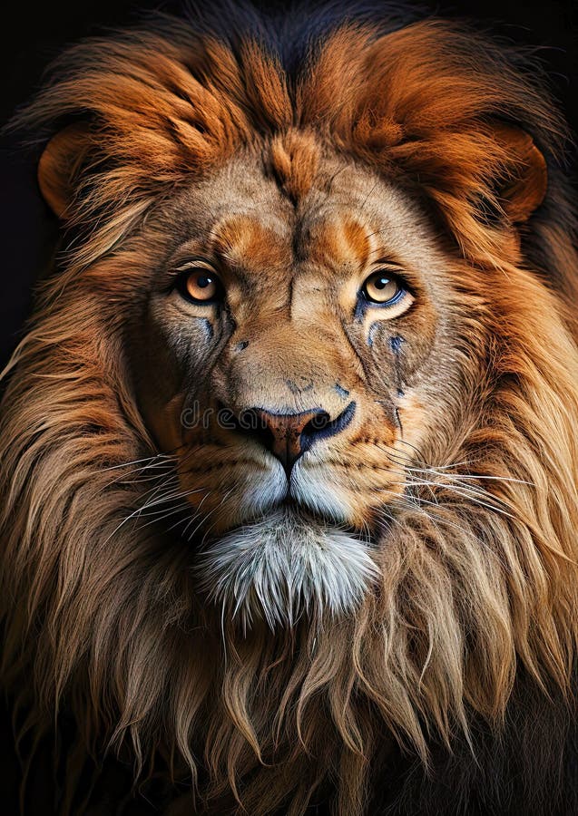 Close-up Portrait of a Massive and Old Lion Stock Image - Image of ...