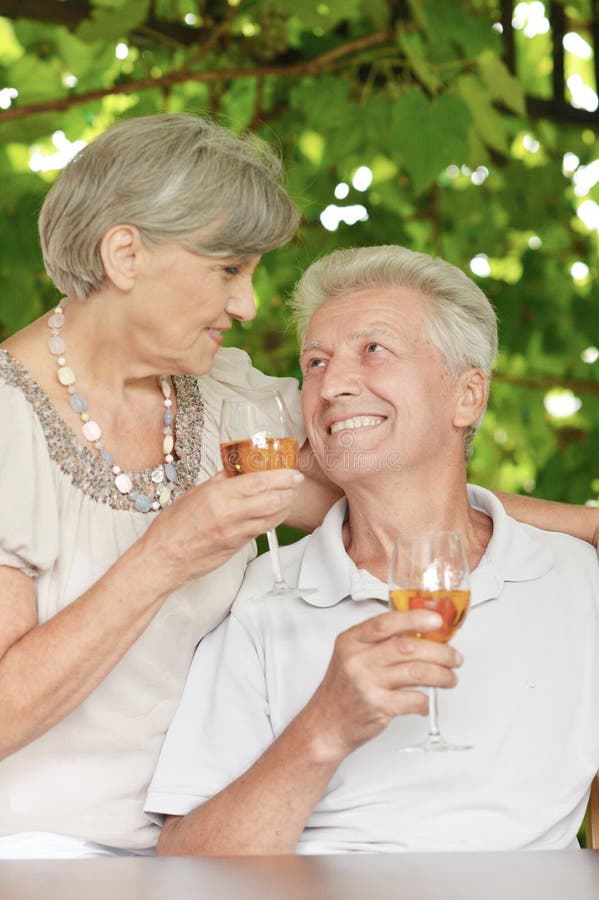 Close Up Portrait of Old Couple Drinking Wine Stock Image - Image of ...