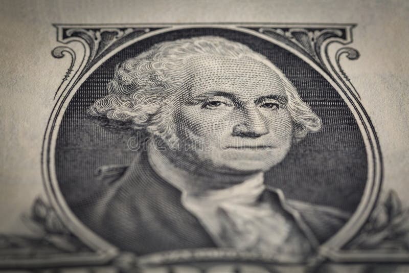 Close-up of Portrait One Dollar Bill Stock Image - Image of bill ...