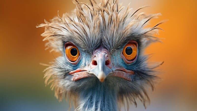 Close-up Portrait of an Ostrich with Its Head Tilted Forward, Looking ...