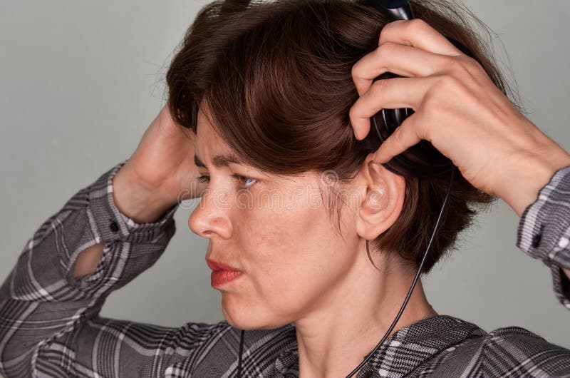 Close Up Portrait of Pensive Woman in Headphones Stock Photo - Image of ... Close Up Portrait of Pensive Woman in Headphones Stock Photo - Image of ...