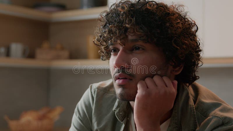 Close Up Portrait Pensive Worried Boring Indian Man Thinking Idea ...