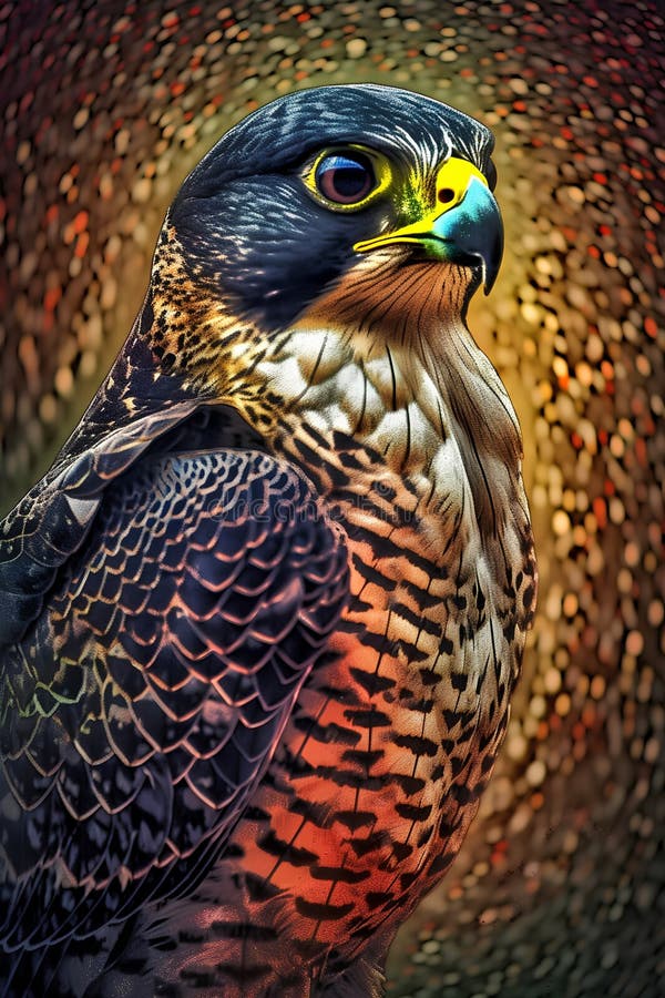 Portrait of a Peregrine Falcon among Roses Cacti and Plants Stock ...
