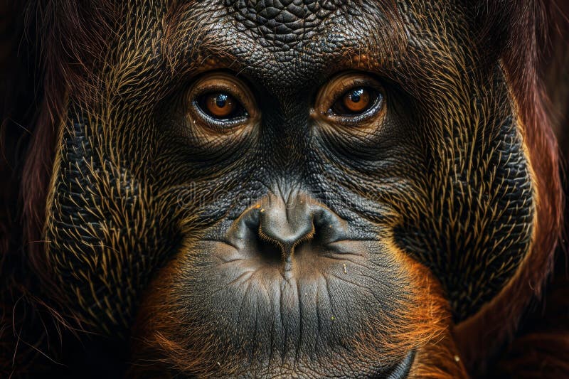 Close-up Portrait of a Primate with Intense Eyes Stock Illustration ...