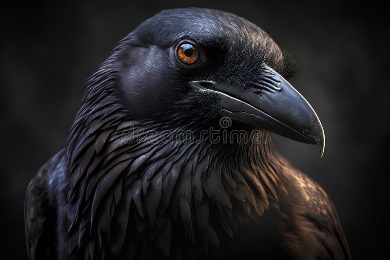 Close-up Portrait of a Raven on a Dark Background. 3d Rendering Stock ...