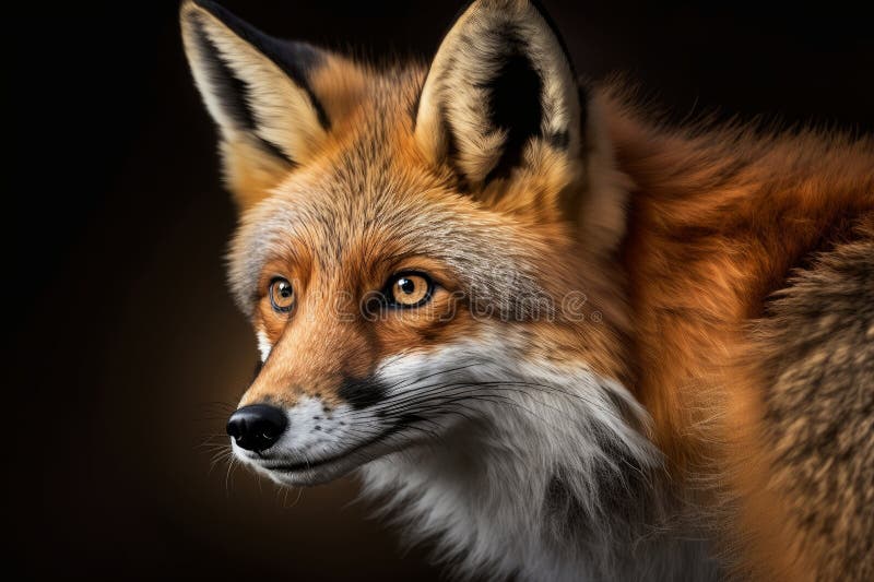 Close-up Portrait of a Red Fox (Vulpes Vulpes), Generative AI Stock ...