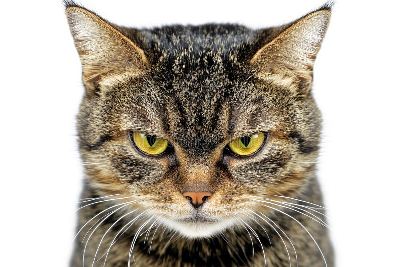 Close-Up Portrait of a Serious Cat Looking Directly at the Camera on a ...