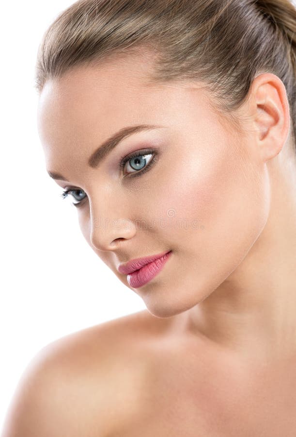 Beauty Face Of The Young Beautiful Woman With Flower Stock Image