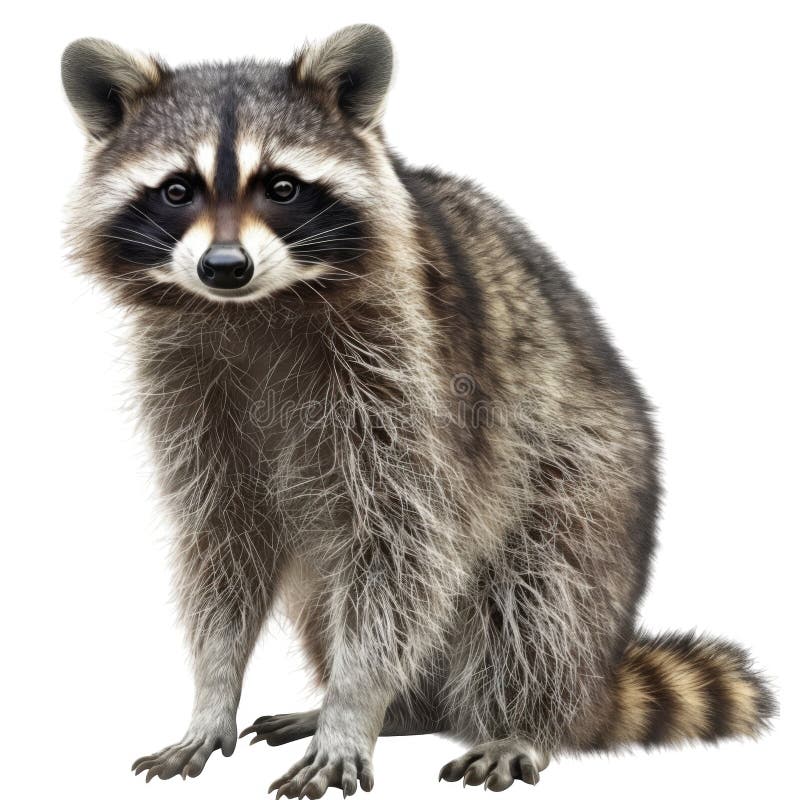 A Close-Up Portrait of a Sitting Raccoon Stock Illustration ...