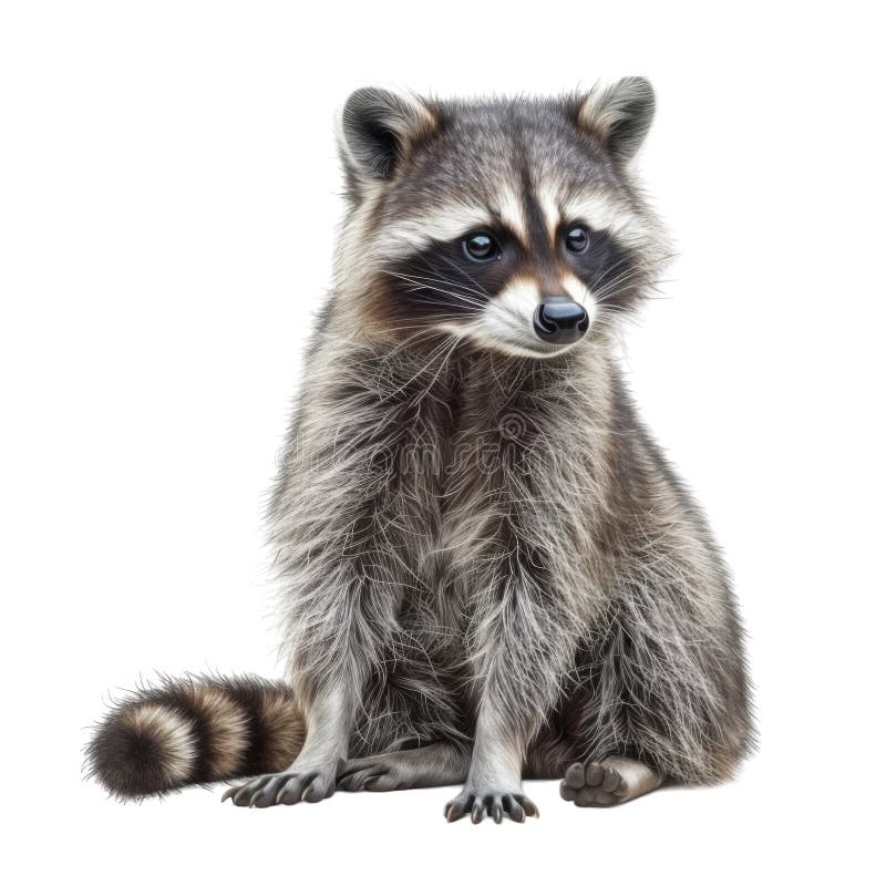 A Close-Up Portrait of a Sitting Raccoon Stock Illustration ...