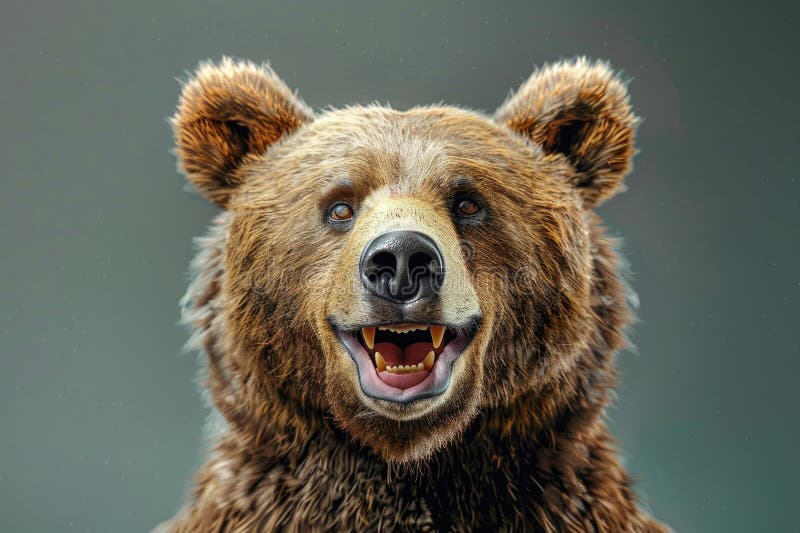 Close-Up Portrait of a Smiling Bear in the Wild Stock Photo - Image of ...