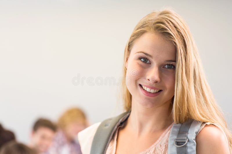 Close Up Portrait of Smiling Female Student Stock Image - Image of fair ...
