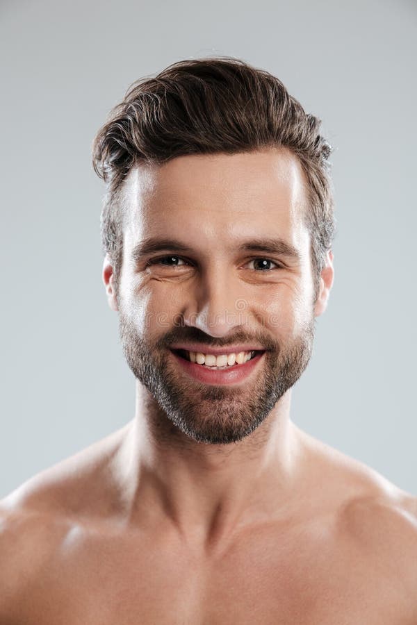 Close Up Portrait of a Smiling Young Bearded Man Stock Photo - Image of ...