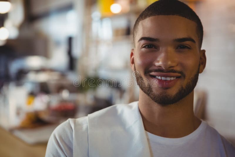 Close-up of Portrait of Waiter in Cafe Stock Image - Image of ...