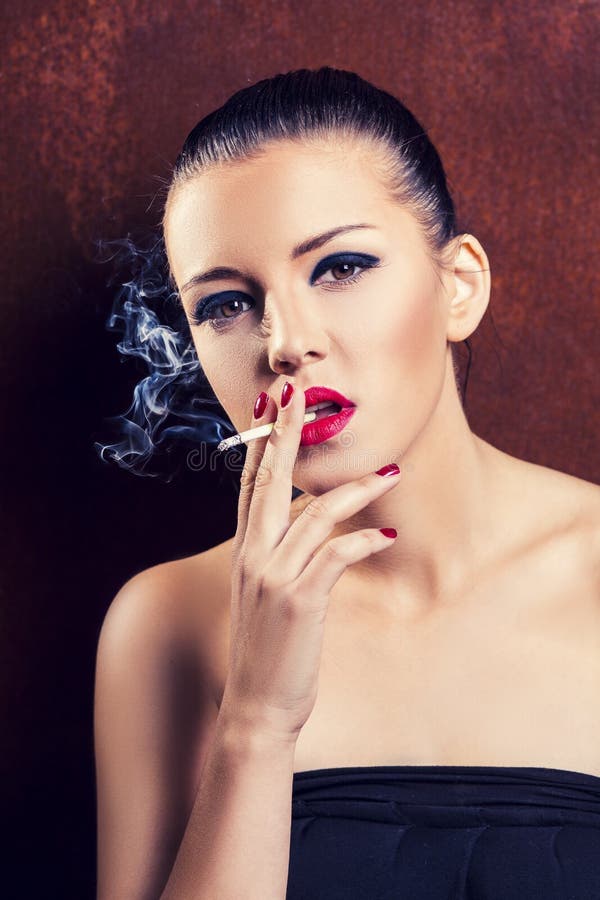 Close-up Portrait of Smoking Girl Stock Photo - Image of lips ...