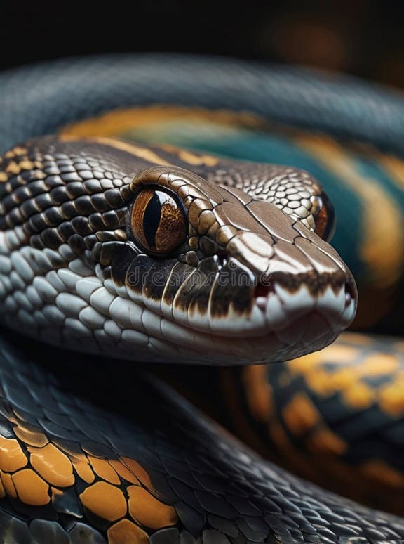 Close-up Portrait of Sri Lankan Python with Dramatic Lighting Stock Photo - Image of natural ...