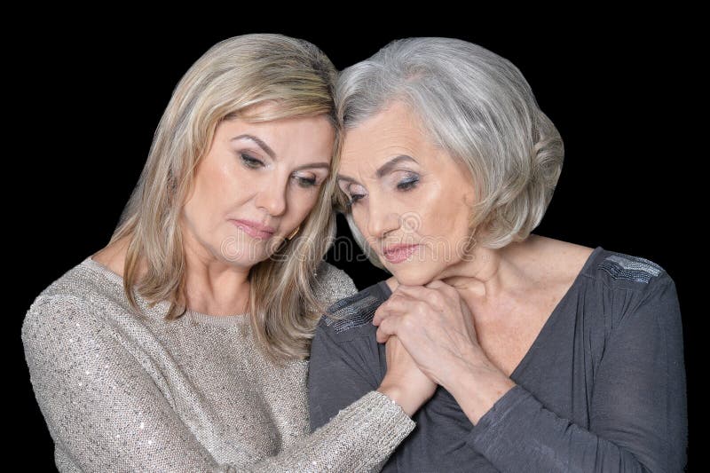 Close Up Portrait of Two Sad Women Posing Stock Image - Image of mature ...