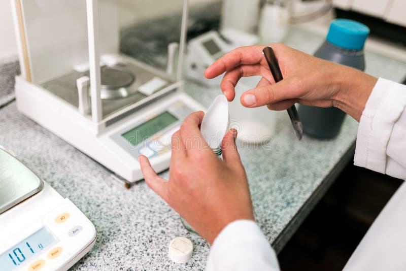 Closeup Faceless Scientist Working in Lab Stock Image - Image of face ...
