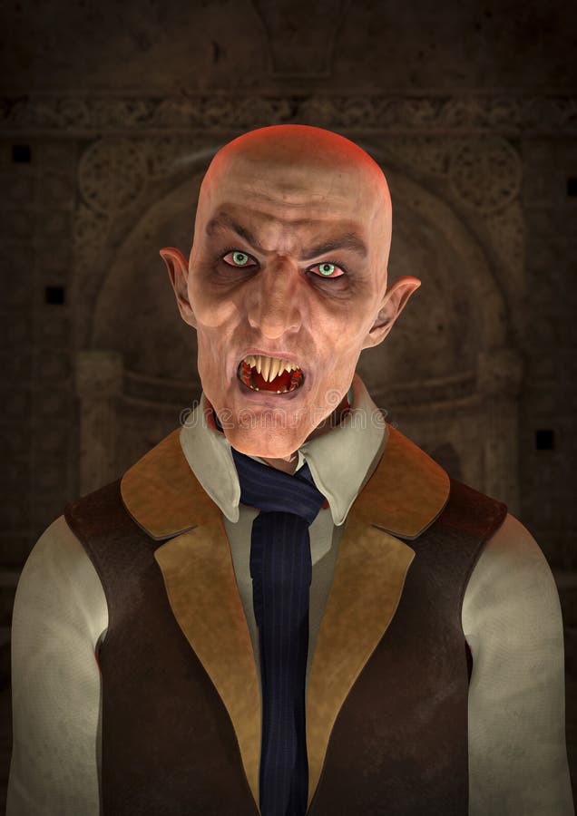 Creepy Bald Vampire Nosferatu. Stock Illustration - Illustration of ...