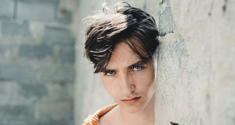 Close Up Portrait of a Very Handsome Man. Serious Man Face. Man Face ...