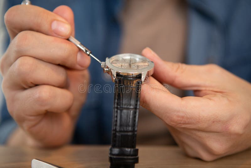 Close Up Portrait Watchmaker at Work Stock Photo - Image of time ...