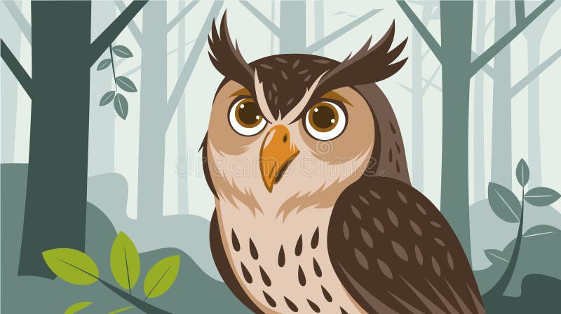 Close-up Portrait of a Wise Old Cartoon Owl. Stock Vector ...