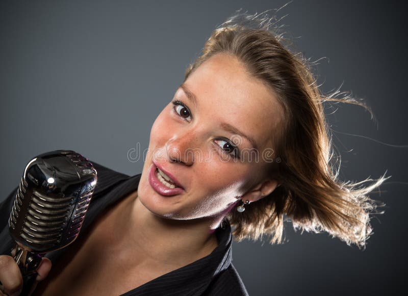 Close-up Portrait of Woman Singer Stock Photo - Image of female ...