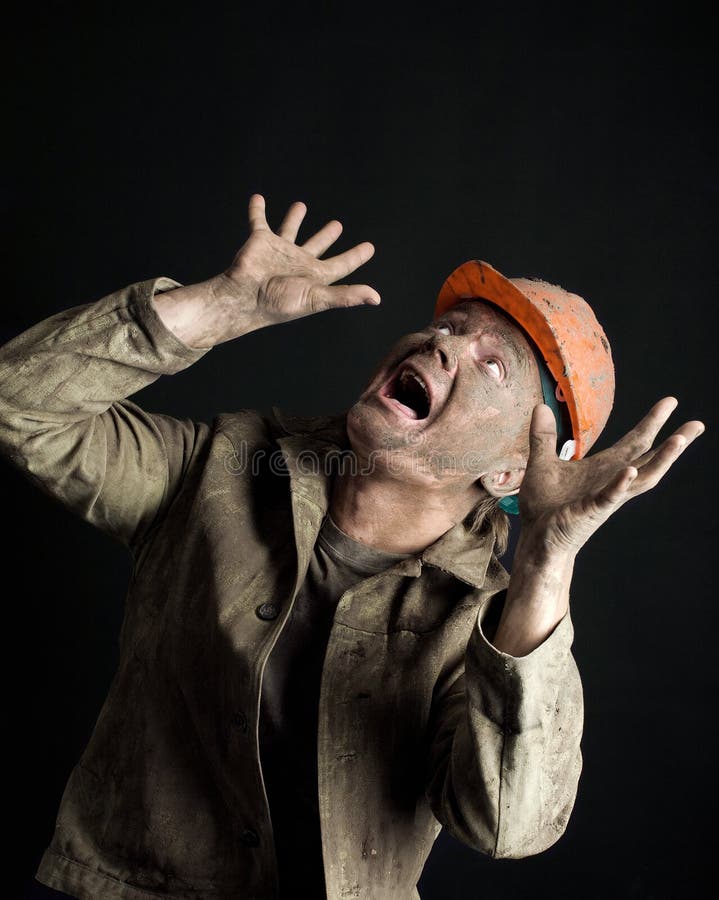 Close-up Portrait Worker Man Stock Image - Image of crumbling ...