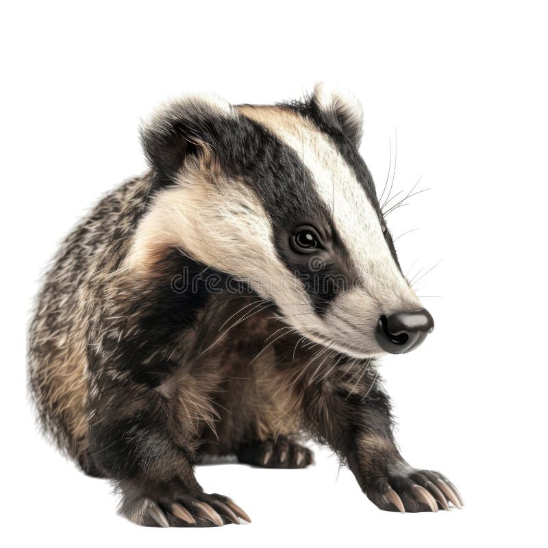 A Close-Up Portrait of a Young Badger with Black Background Stock Image ...