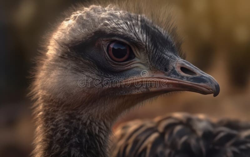 Close-Up Portrait of a Young Rhea. Created by Generative Artificial ...