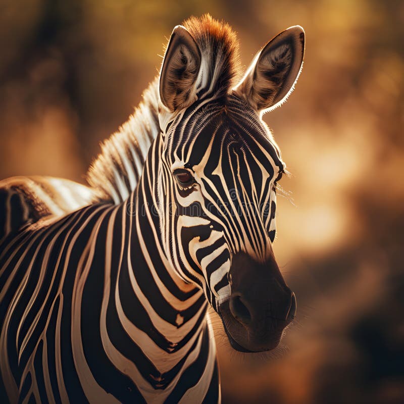 A Close-up Portrait of a Zebra.GenerativeAI. Stock Illustration ...