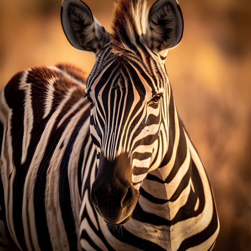 A Close-up Portrait of a Zebra.GenerativeAI. Stock Illustration ...