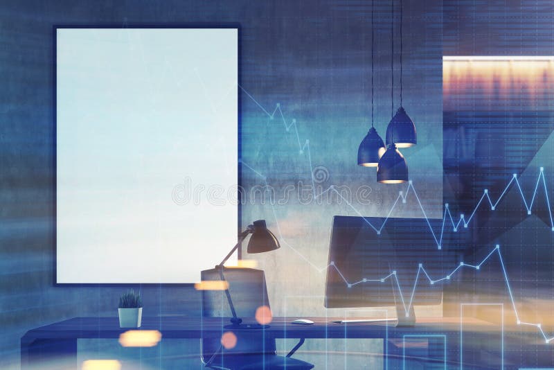Close Up of Poster in CEO Office with Graphs, Toned Stock Illustration ...