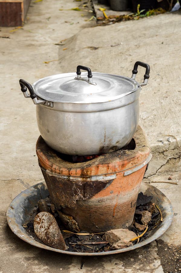 Pot boiled on fire stove stock image. Image of cooking - 113116223