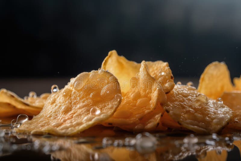 Close-up of Potato Chip, with Salt and Pepper on the Surface Stock ...