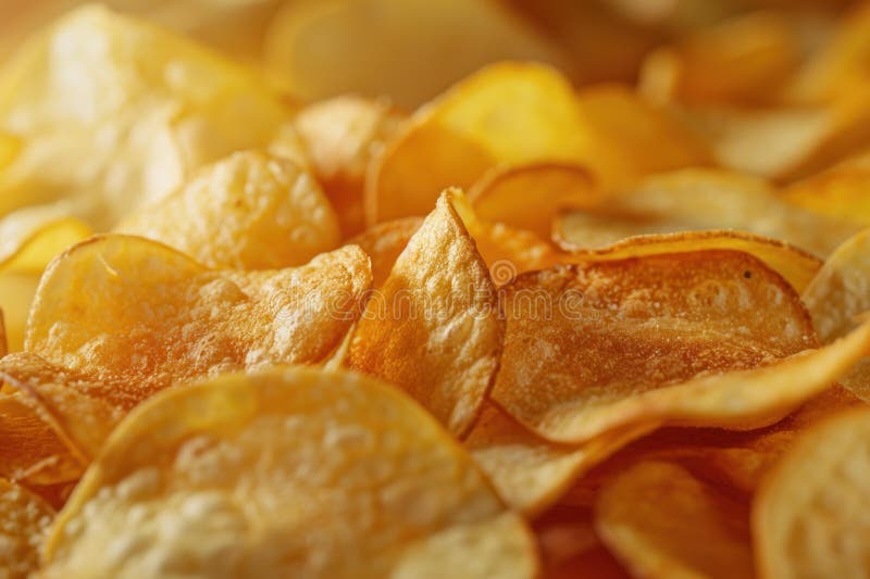 Close Up of Potato Chips Piled and Creating a Background Stock Photo ...