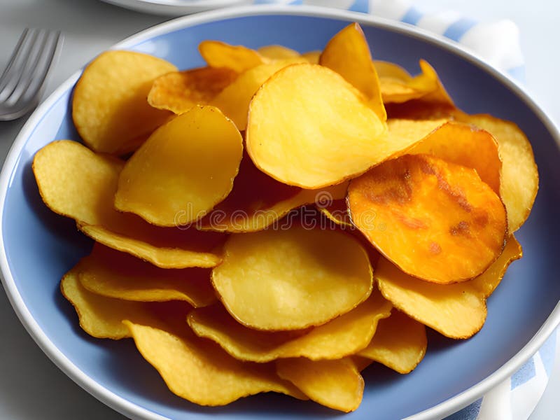 Close Up Potato Chips on Dish, AI Generated Stock Illustration ...