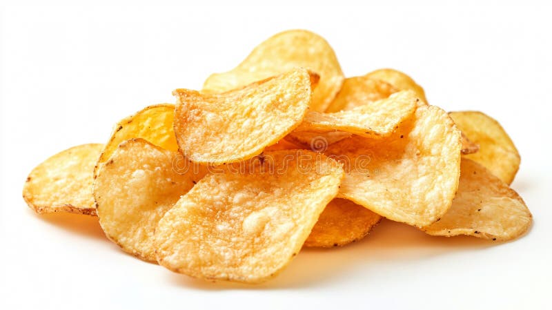 Close-up Potato Chips Isolated on White Background for Ad Designing and ...