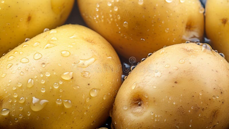 Close Up of Potatoes in Water Drops Stock Image - Image of bubble ...