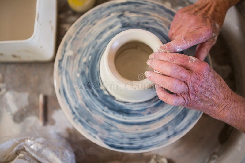 Close-up of Potter Making Pot Stock Image - Image of senior, creativity ...