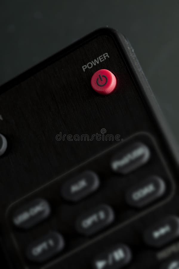 Close-up of Power Button on - Off on Remote Control for TV and Audio in ...